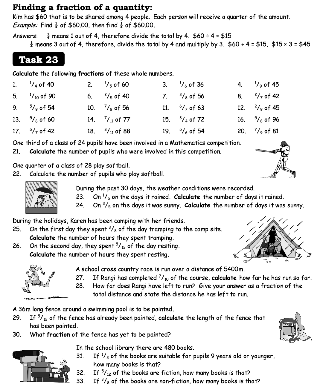 7F2MAT24: 6. Task 23, L4 - Finding a Fraction of a Quantity continued... | MHOL